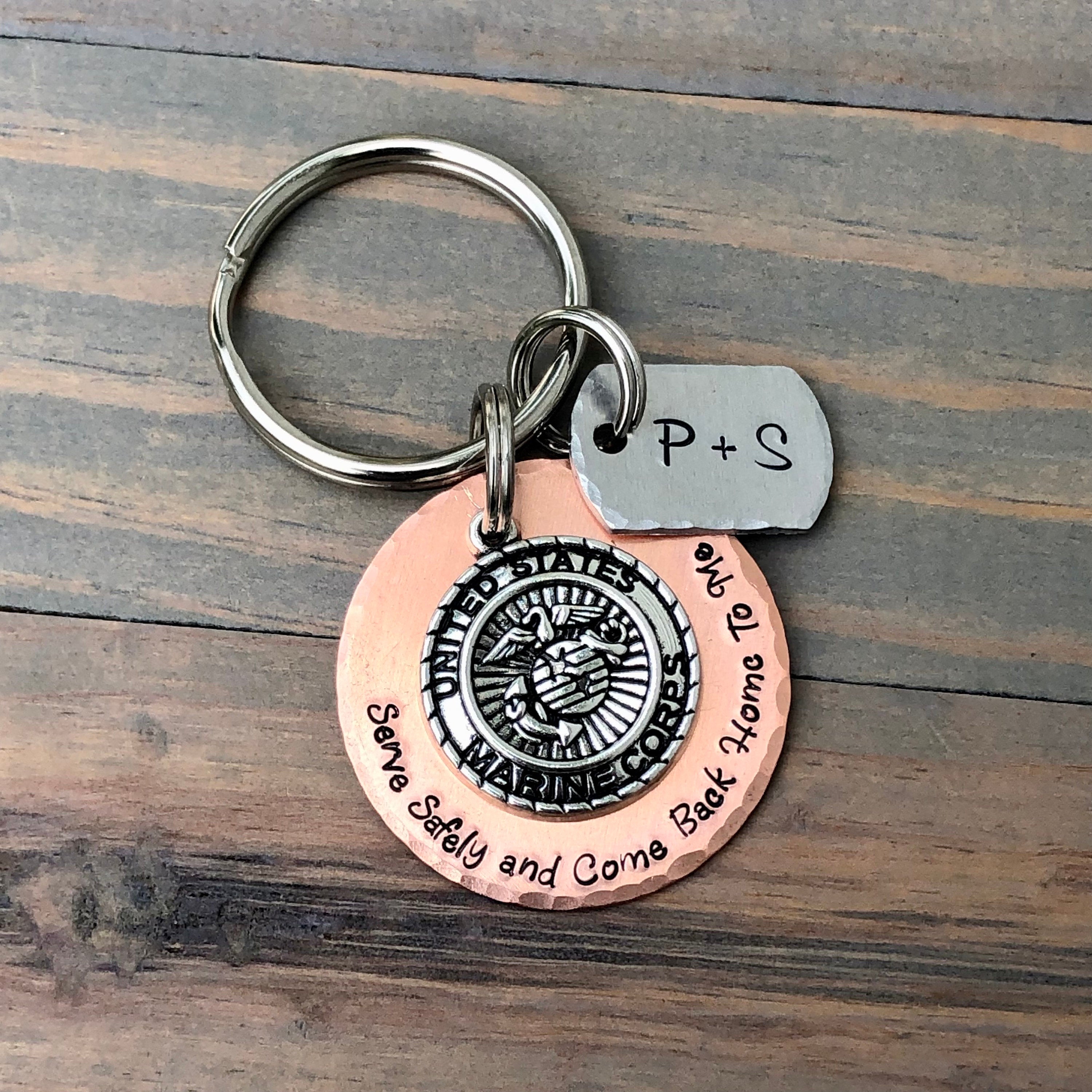 Serve Safely & Come Back Home to Me, Personalized Marines Keychain, De ...